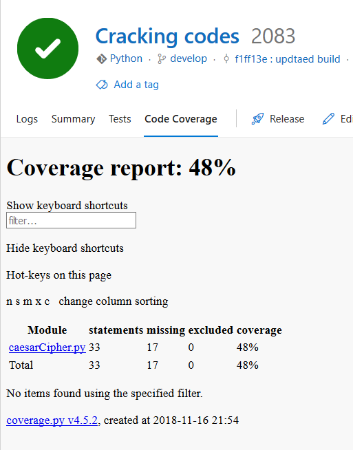 Run code coverage for Python project with Azure DevOps • Codewrecks Run code coverage for Python project with Azure DevOps • Codewrecks